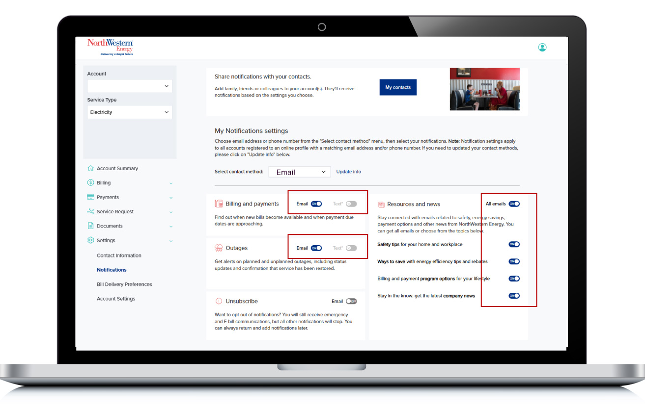 NorthWestern Energy personalized notifications and alerts