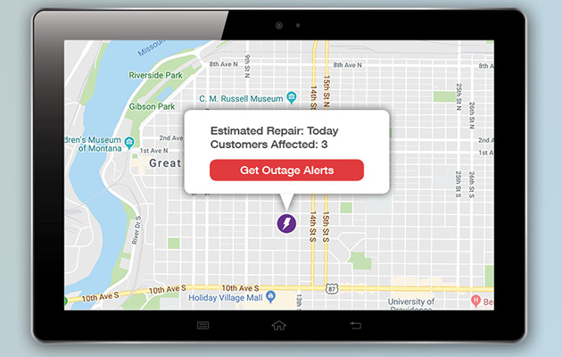Report an outage, view outage map, report a streetlight